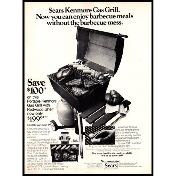 Sears | Art | 982 Sears Kenmore Propane Grill Vintage Print Ad Cookout ...